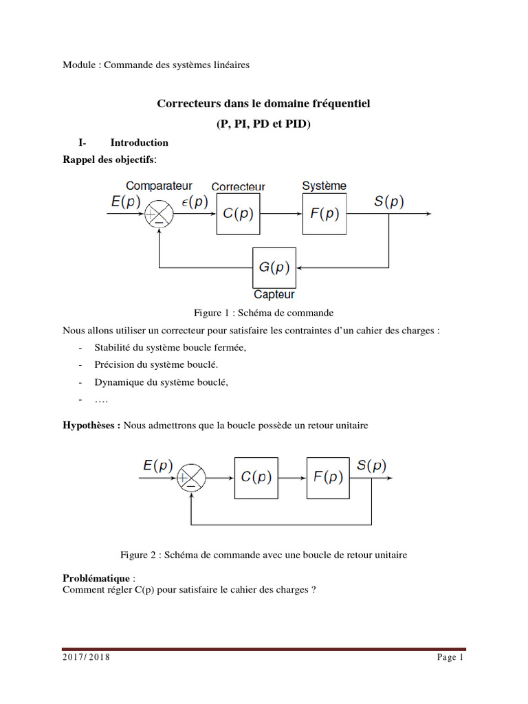 Correcteurs PI, PD et PID en commande | PDF | Mécanique | Régulation