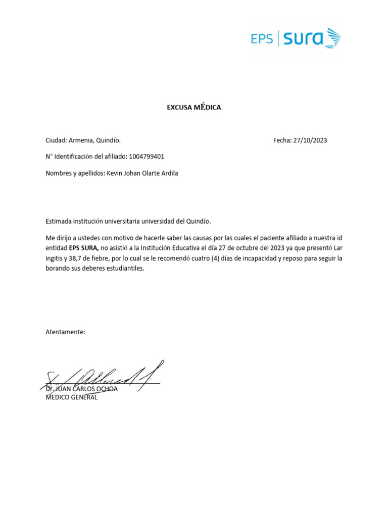 Excusa Medica | PDF | Salud y bienestar