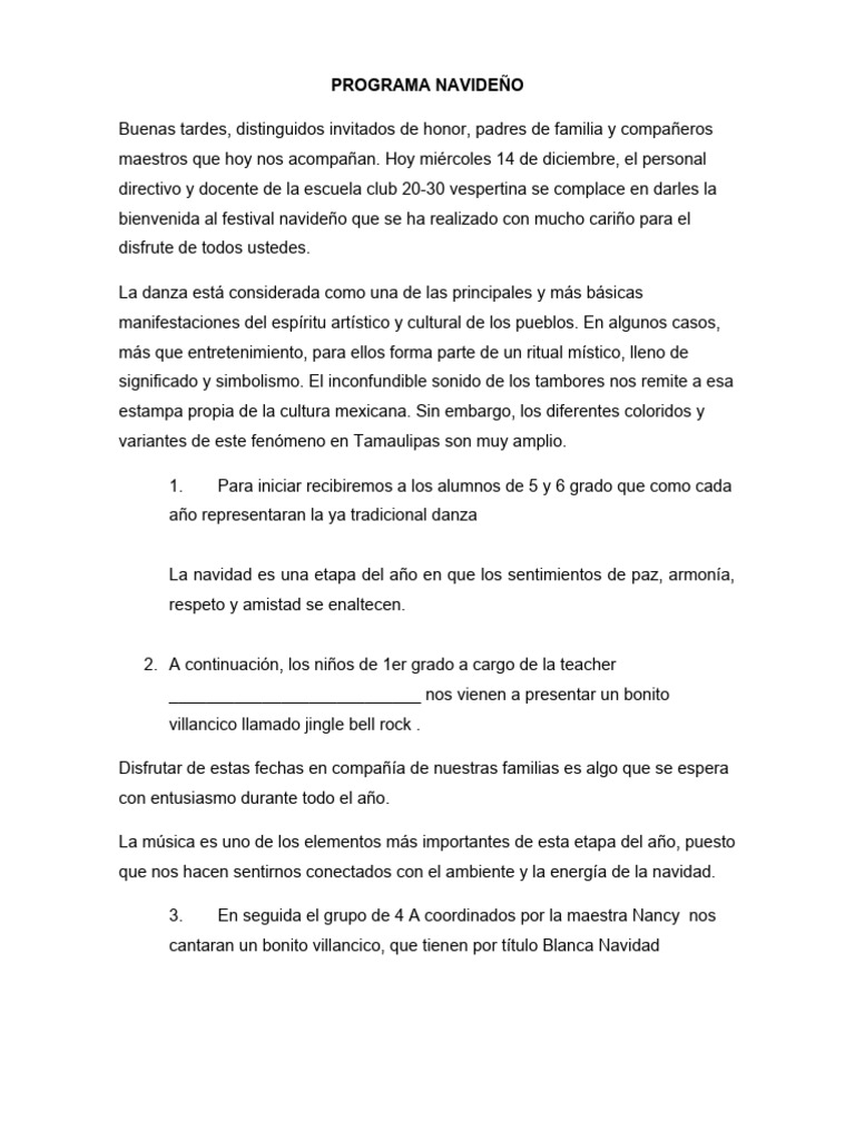 PROGRAMA NAVIDEÑO | PDF | Navidad