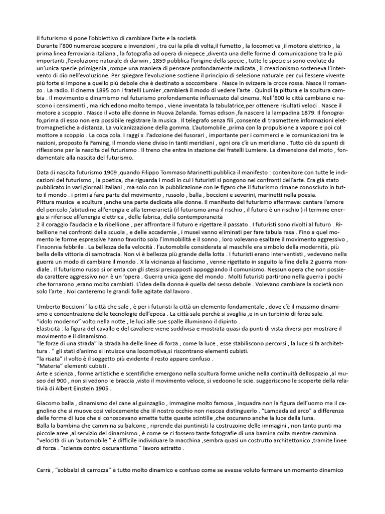 Futurismo Fenomenologia Lezione 2 | PDF