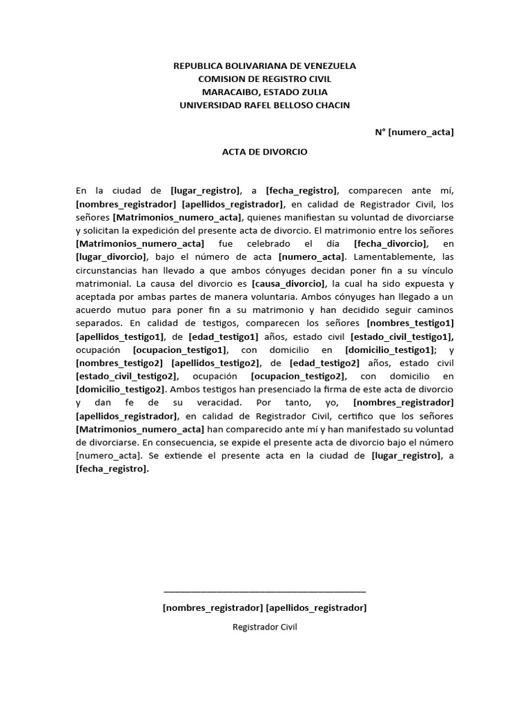 Acta de Divorcio | PDF | Derecho