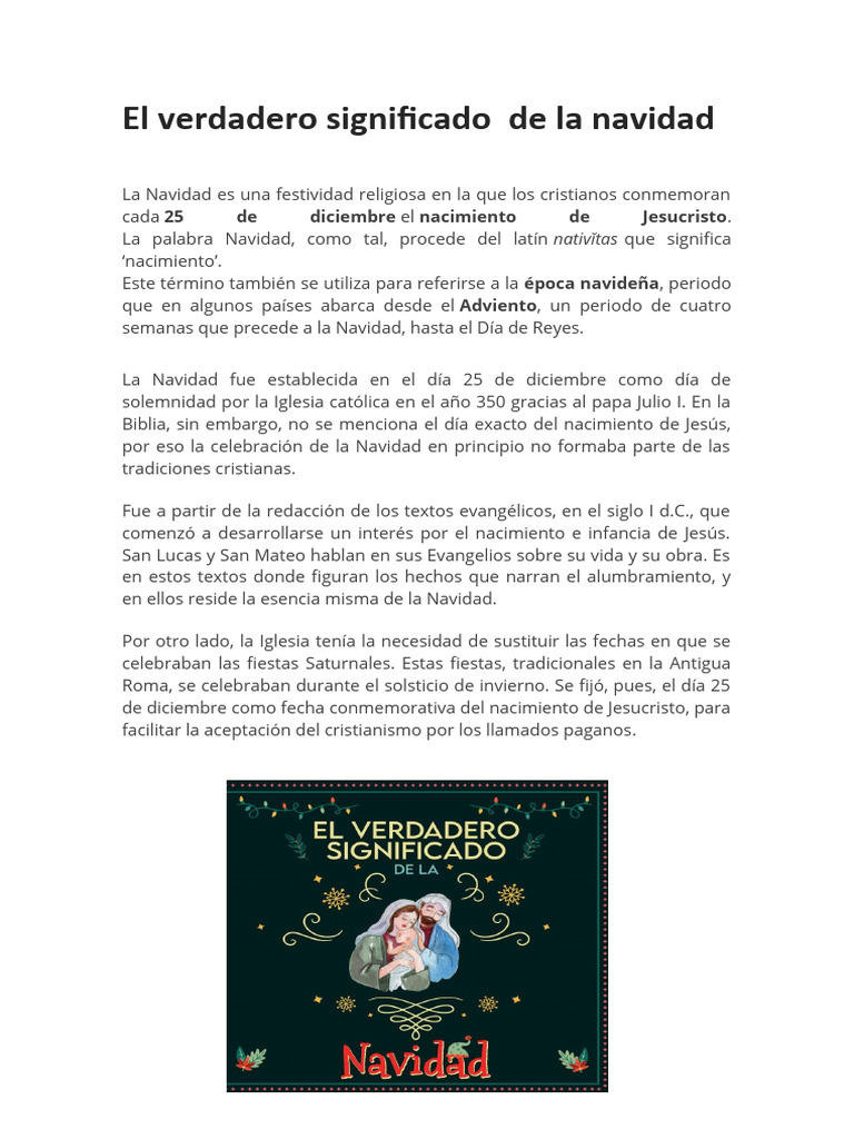 Significado de la Navidad y su origen | PDF | Historia