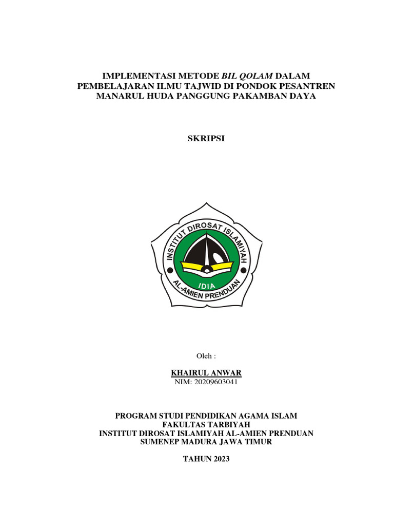 Metode Bil Qolam dalam Pembelajaran Tajwid | PDF