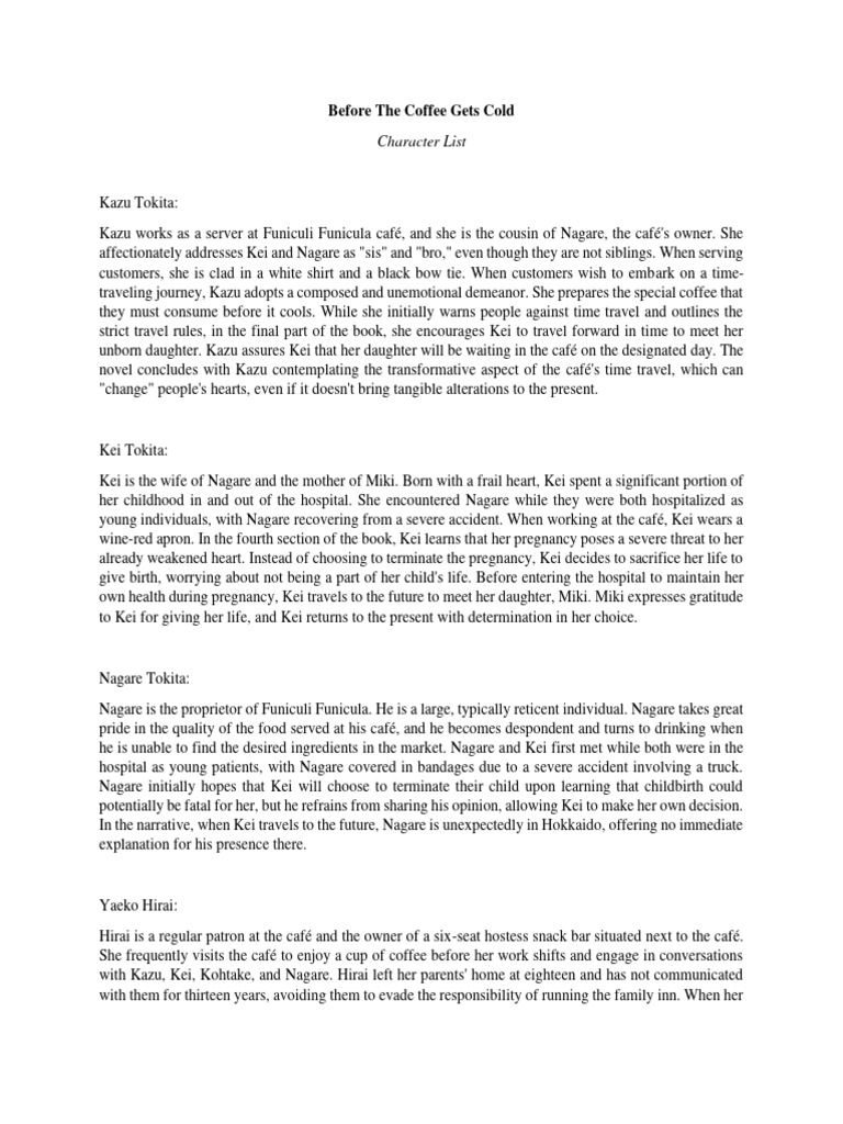 Before The Coffee Gets Cold Character List | PDF | Coffeehouse