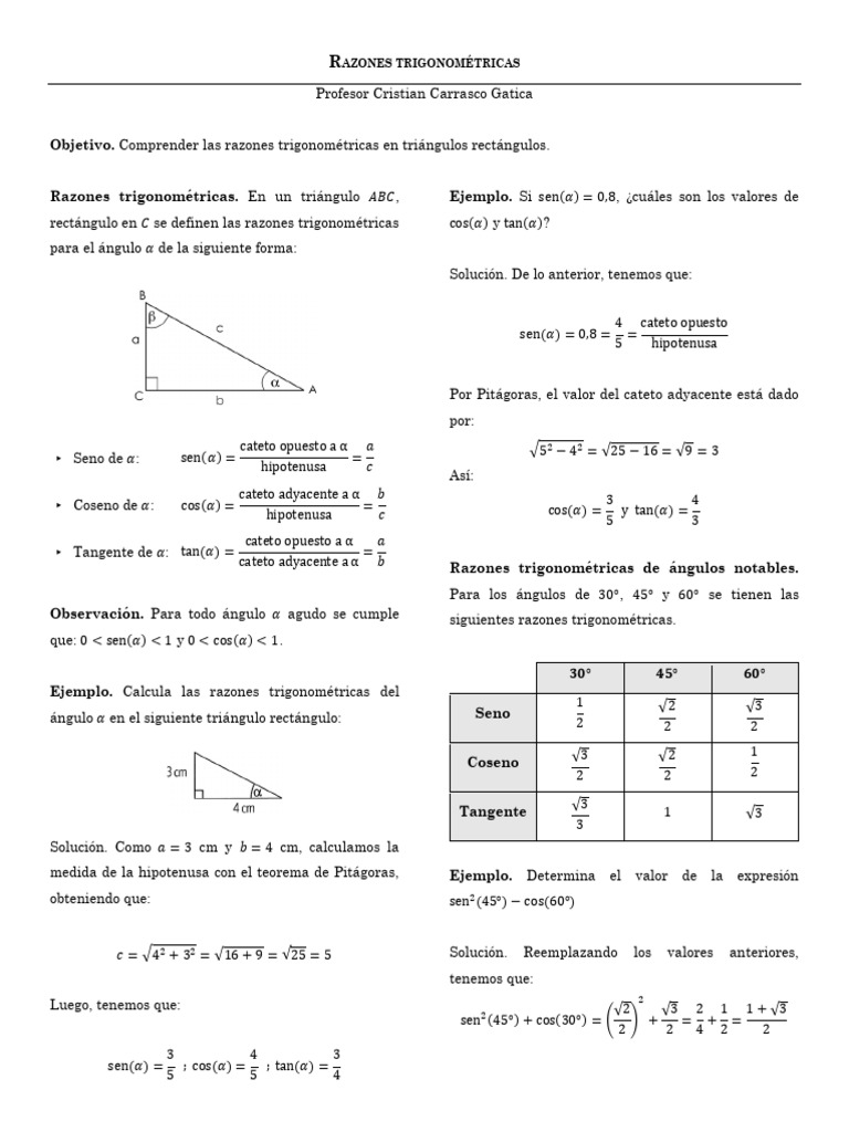 Razones Trigonométricas | PDF | Funciones trigonométricas | Trigonometría