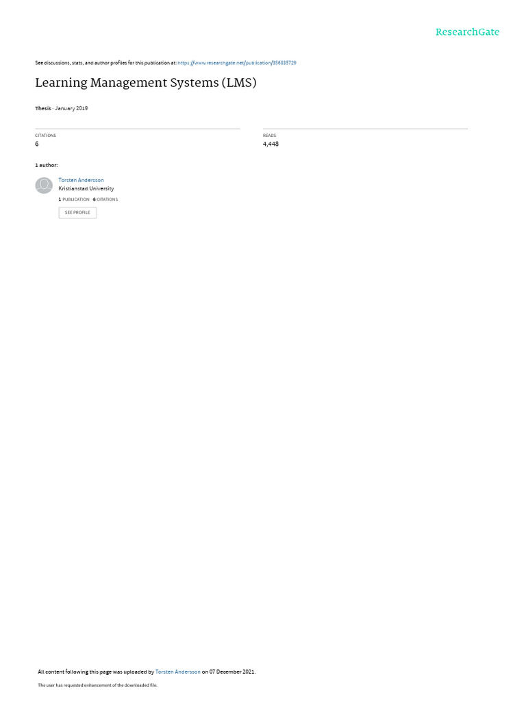 Learning Management Systems Lms January 2019 Pdf Educational Technology Learning