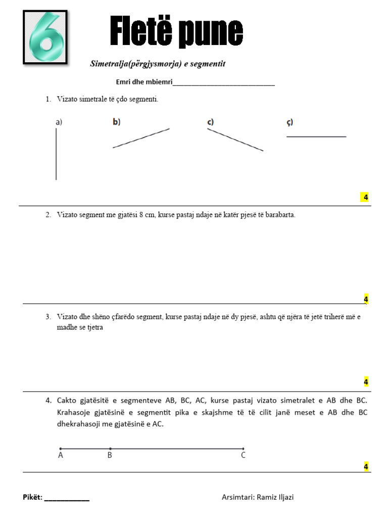 Fletë Pune Simetralja e Segmentit | PDF