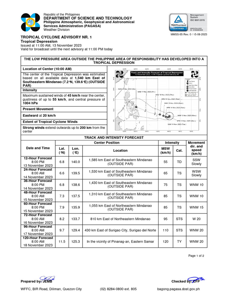 TC Advisory | PDF | Tropical Cyclones | Weather Forecasting
