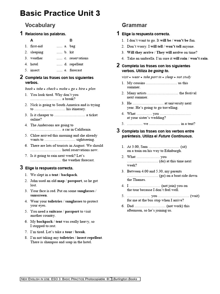 NewEngInUse3 BasicPractice U3 | PDF