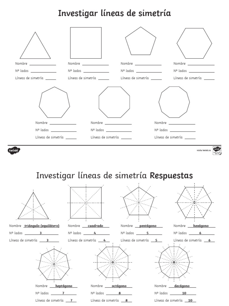 Líneas de Simetría en Figuras Geométricas | PDF