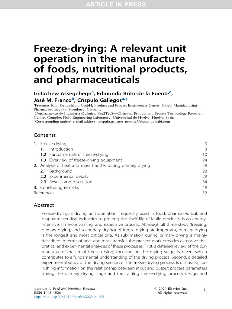 Freeze Drying | PDF | Heat Transfer | Heat