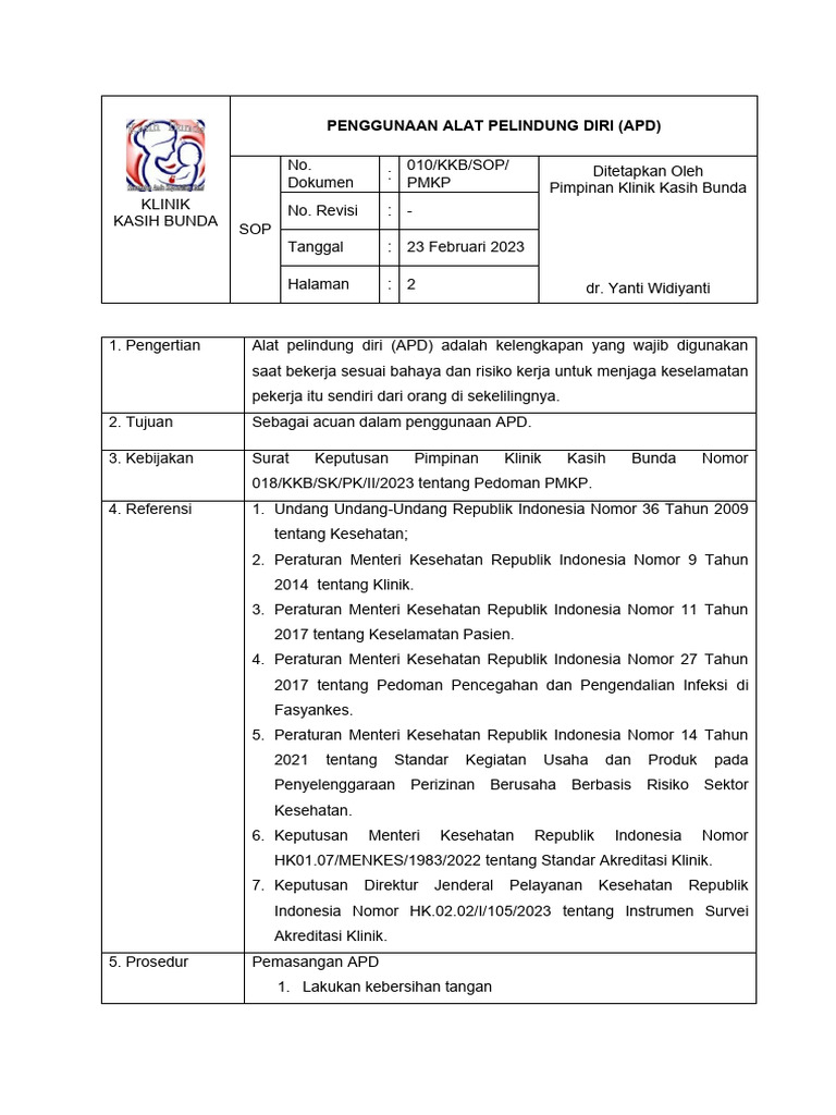 Sop Penggunaan Apd | PDF