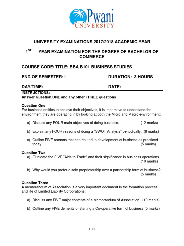 Bba b101 Business Studies | PDF | Business