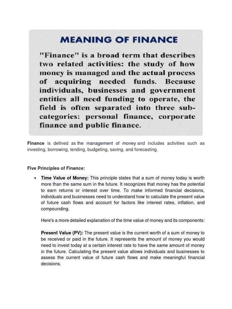 5 Basic Principles of Finance | PDF | Financial Risk | Cost Of Capital