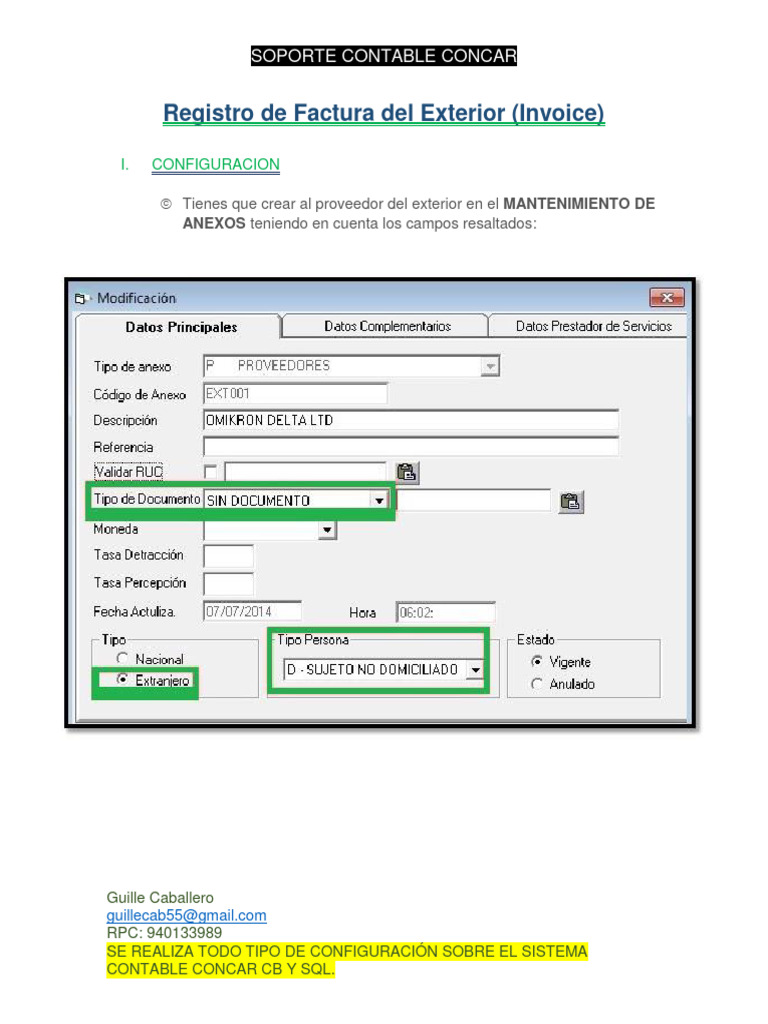 Registro de Factura Del Exterior PDF | PDF