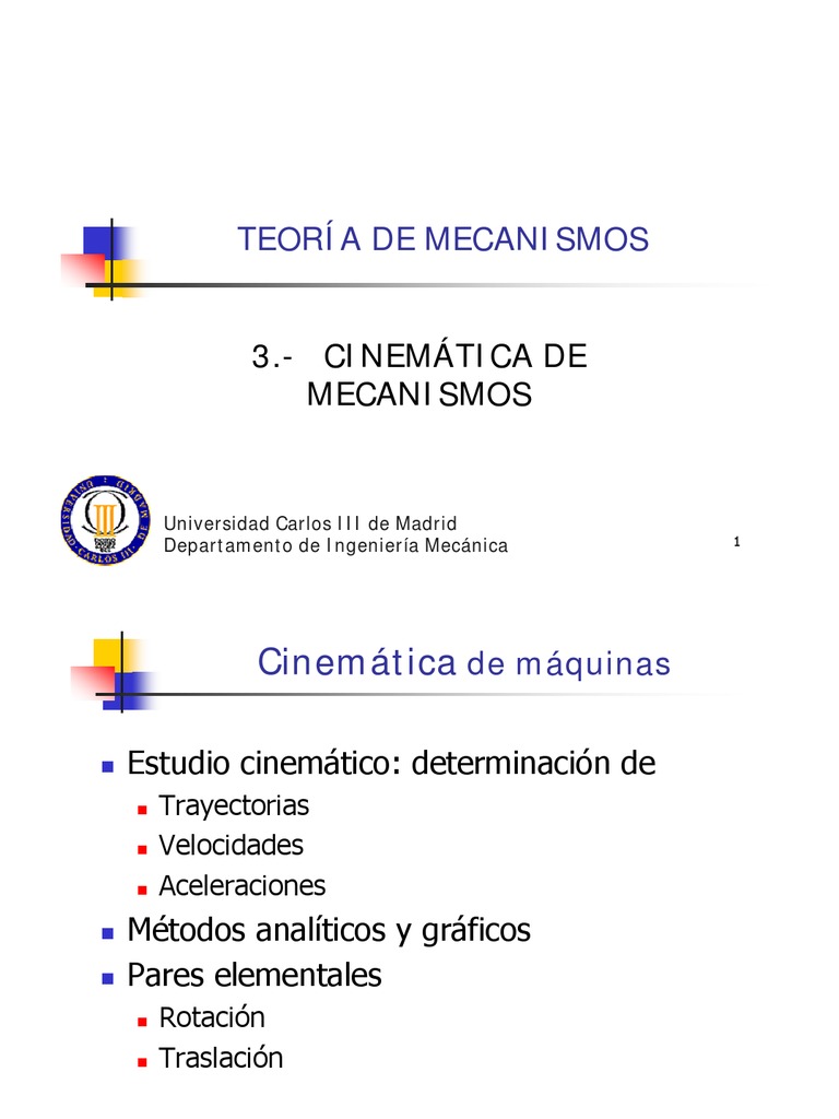 Tema3-Cinematica Mecanismos | PDF