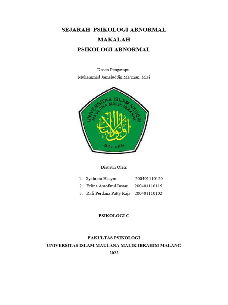Sejarah Psikologi Abnormal | PDF