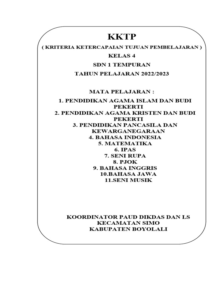 KKTP Baru KLS 4 SMTR 1 | PDF