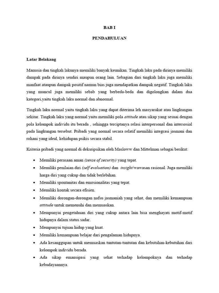 Memahami Tingkah Laku Normal dan Abnormal | PDF