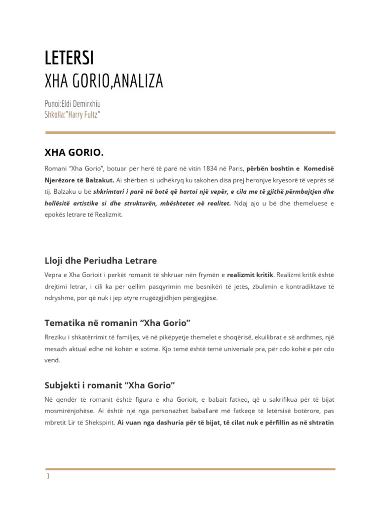 Xha Gorioi - Analize | PDF