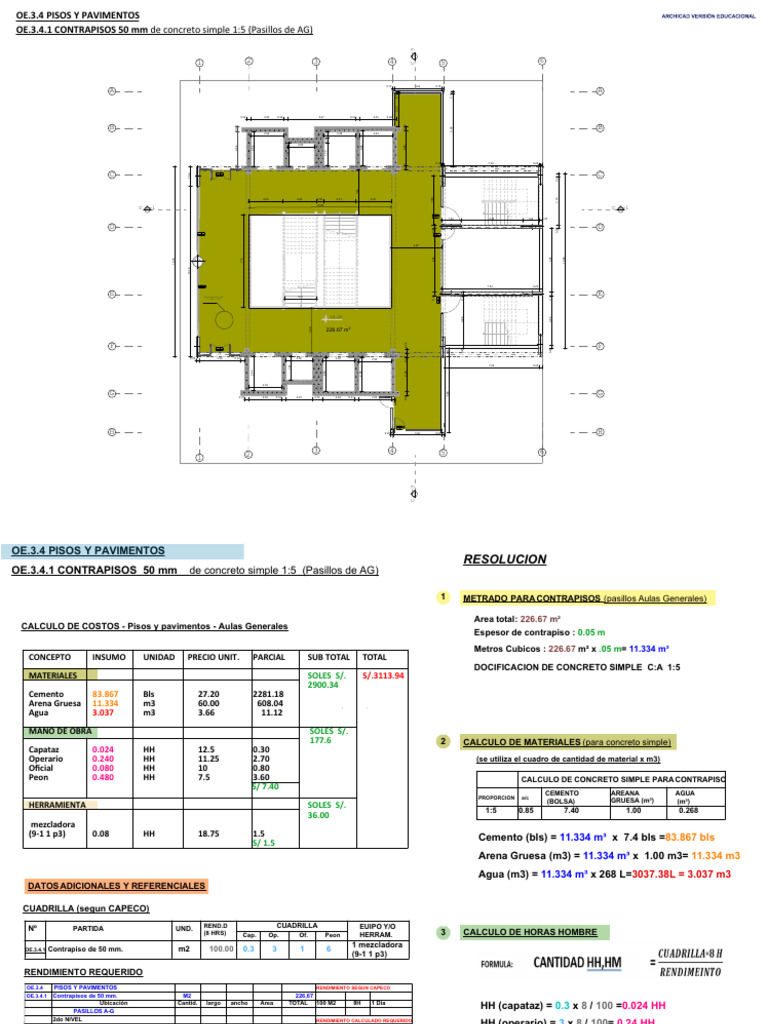 Planos de Contrapiso y Pasadizos | PDF | Materiales de construcción ...
