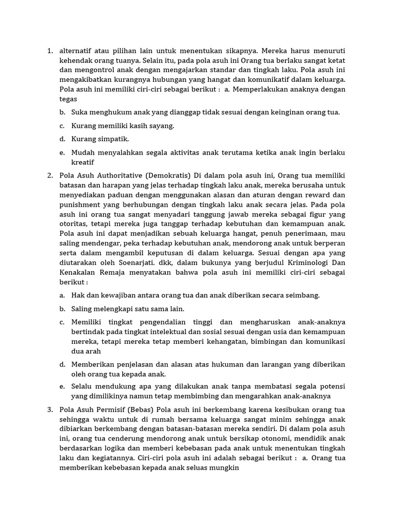 Peran Pola Asuh Orang Tua Terhadap Pembentukan Kar | PDF