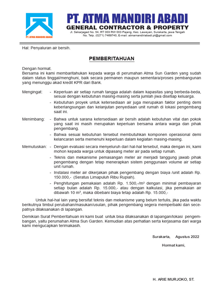 Surat Edaran AIR | PDF | Griya & Taman | Sains & Matematika