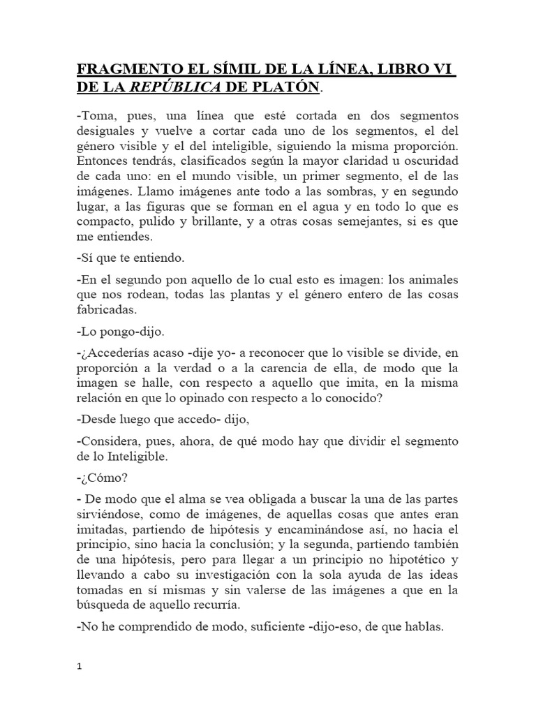 Fragmento El Símil de La Línea | Descargar gratis PDF | Pensamiento ...