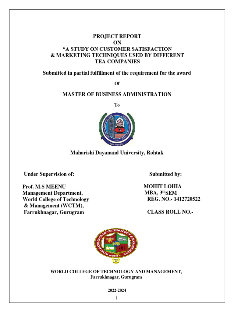 Mohit Lohia Mba 3 Sem | PDF | Methodology | Data