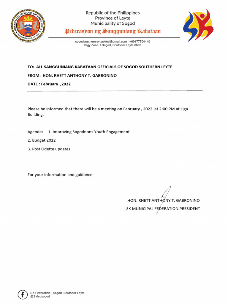 SK Communication Letter Meeting - Lydp | PDF | Government | Local ...