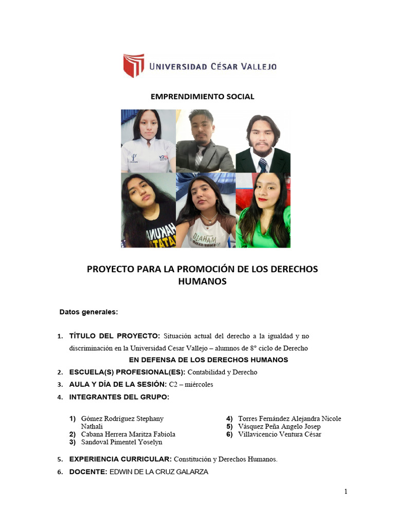 PROYECTO DE PROMOCIÓN DE LOS DERECHOS HUMANOS - GRUPO3 FINAL | PDF | Discriminación ...