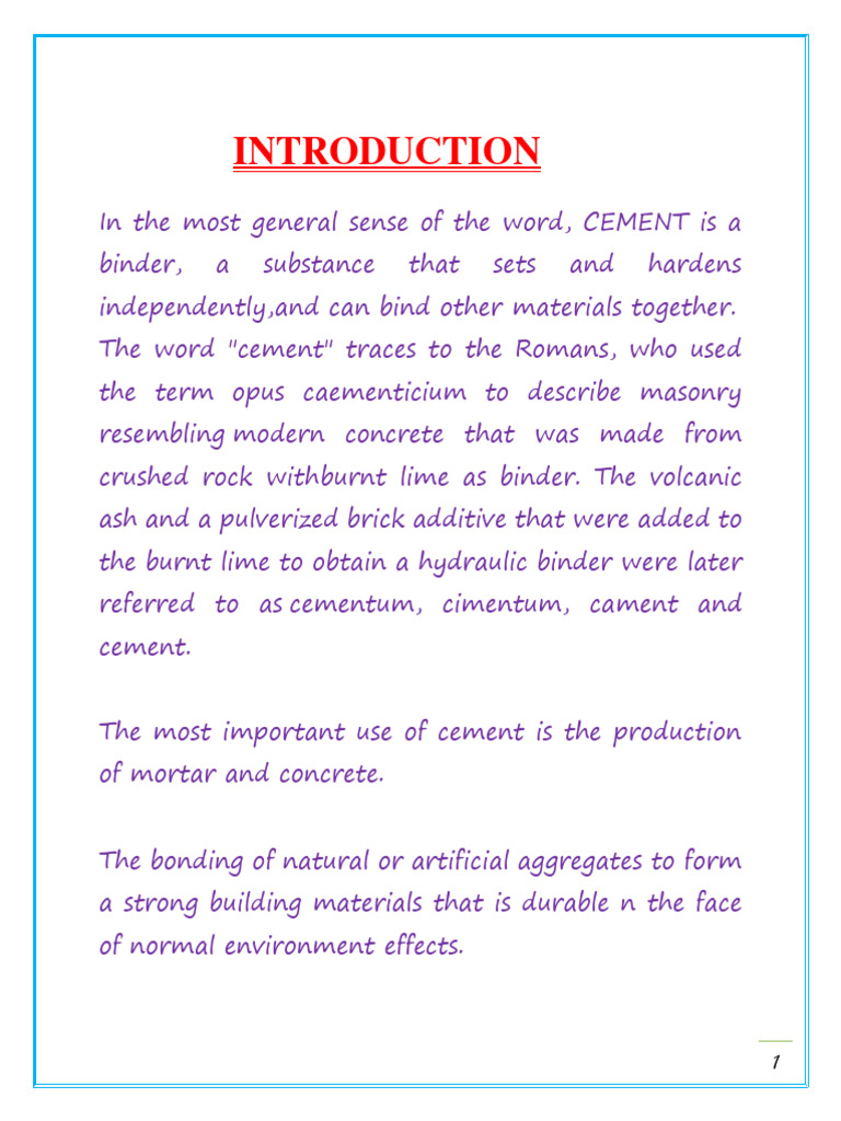 Setting - of - Cement Word File Completed Final | PDF | Cement | Concrete