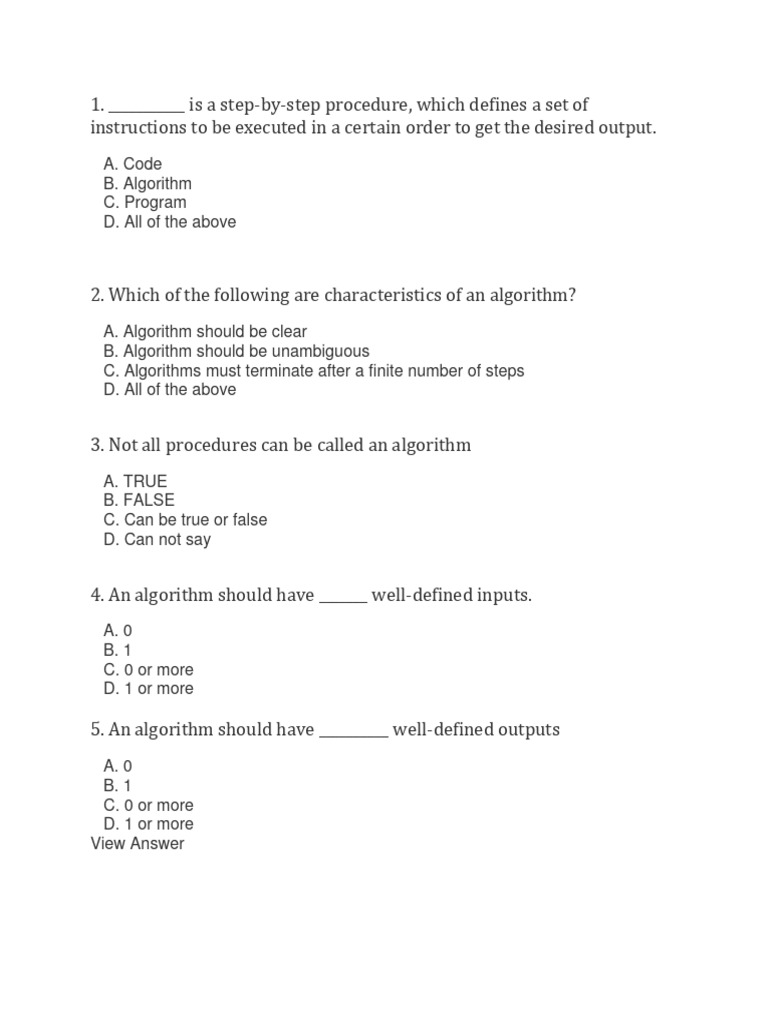 Algorithm MCQ | PDF