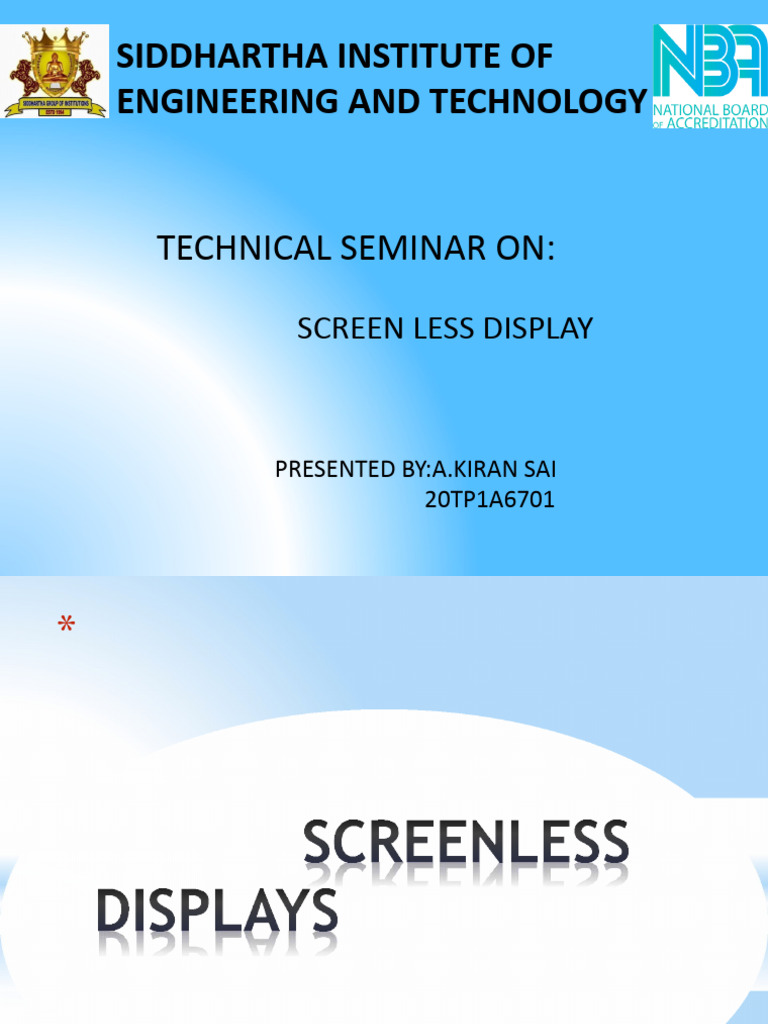 Technical Seminar Screenless Displays | PDF | Art
