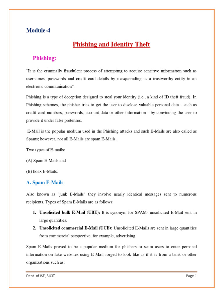 Phishing And Id Theft Pdf Phishing Identity Theft