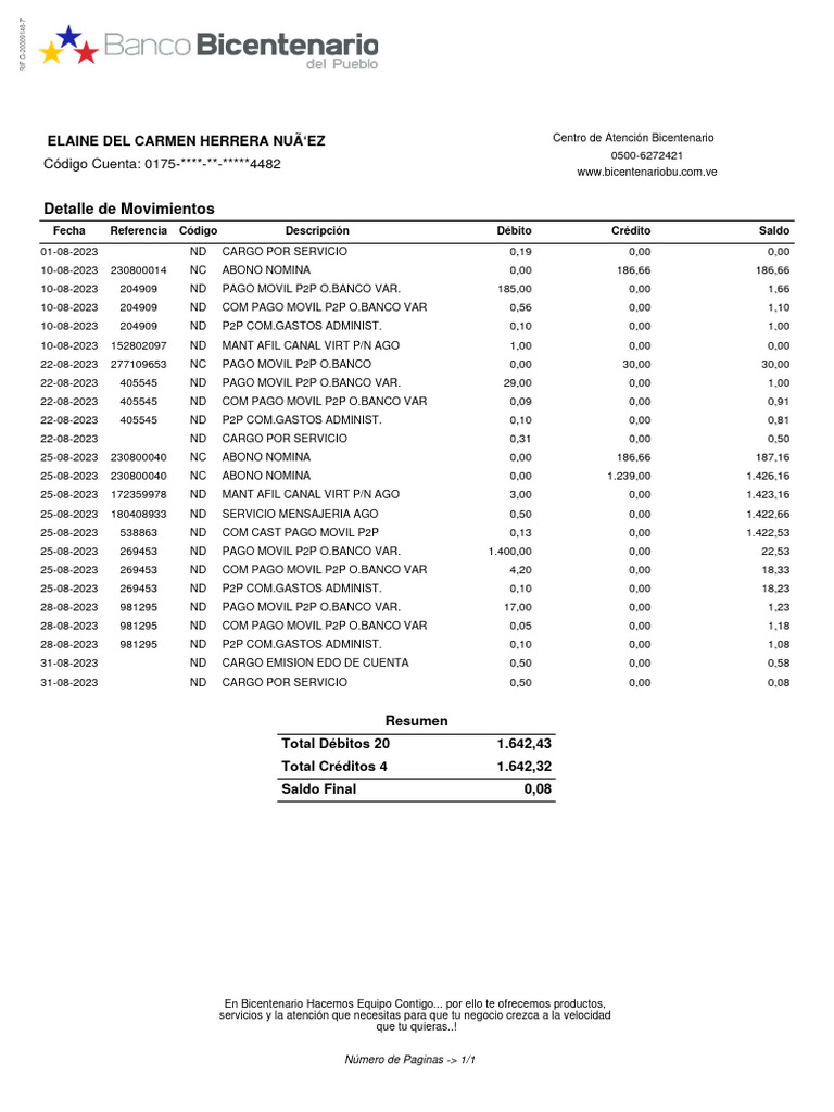 Estado de Cuenta | PDF | Tecnología bancaria | Pagos