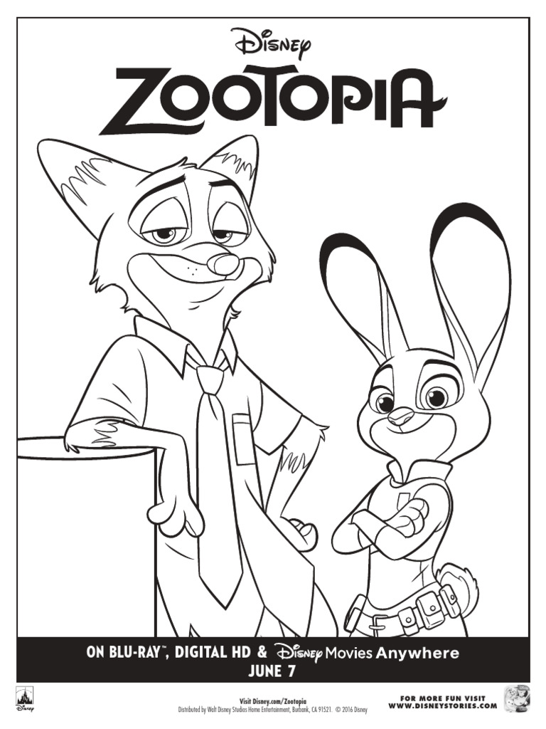 Disneys ZOOTOPIA Printable Coloring Pages and Activity Sheets Print | PDF | Mass Media | Walt Disney
