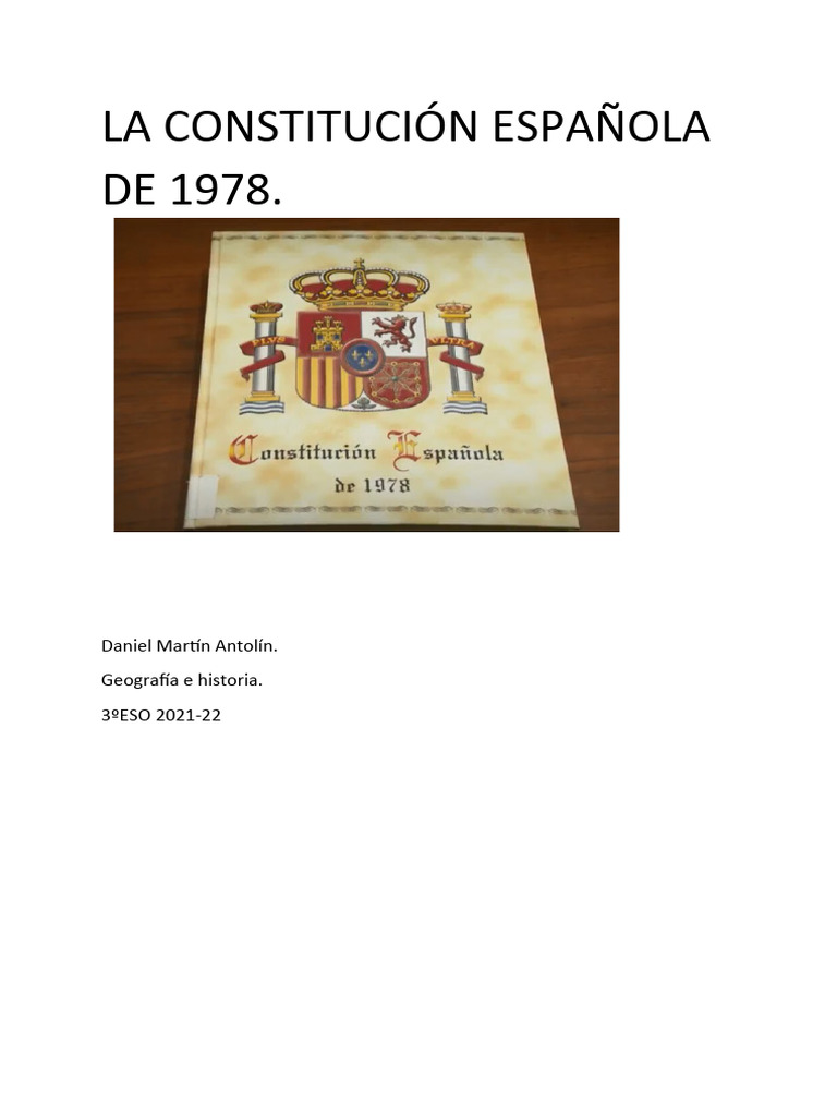Constitución Española 1978: Contexto y Estructura | PDF | Constitución ...