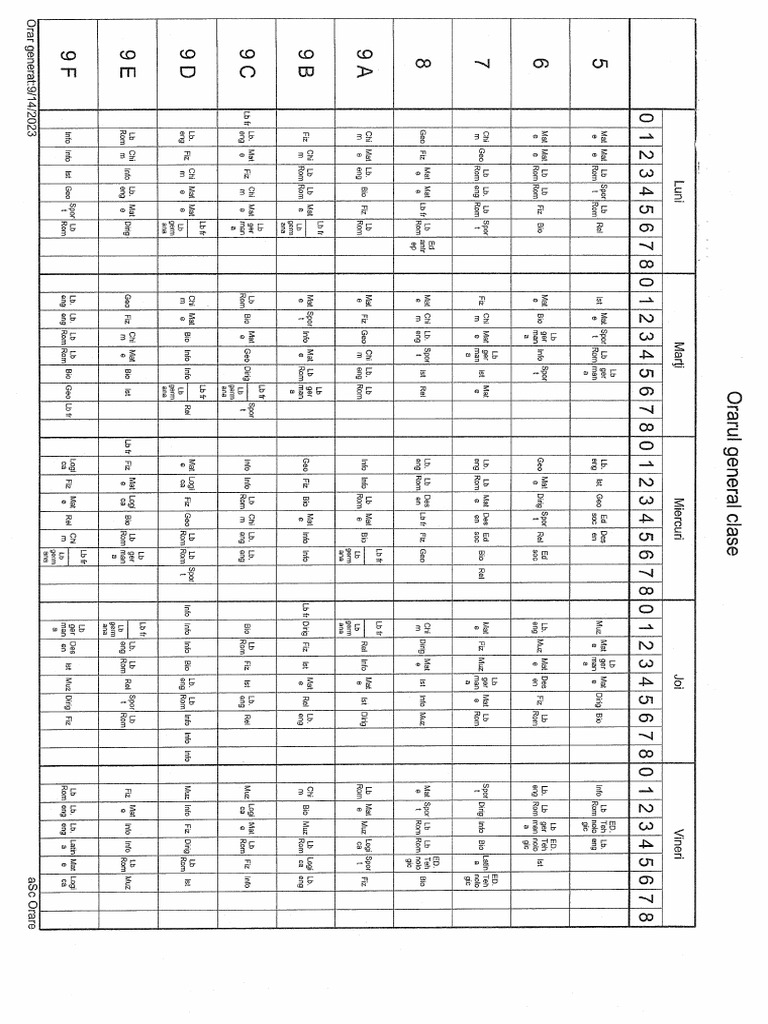 Orar Elevi 18 Septembrie | PDF