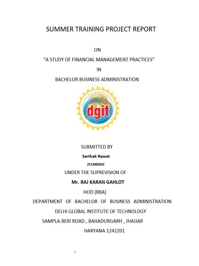 Summer Training Report | PDF | Petroleum | Petroleum Industry