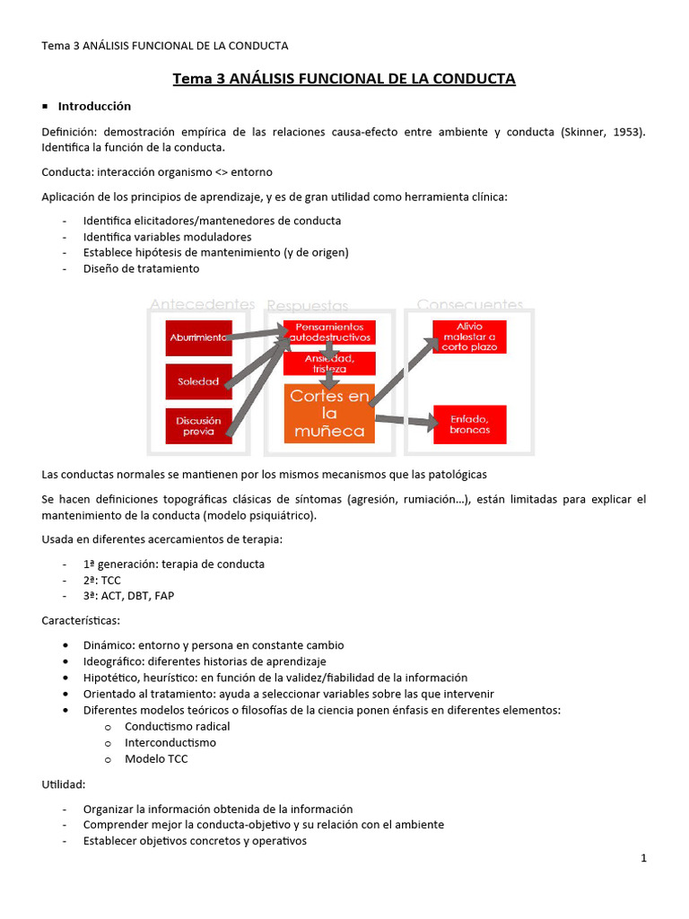 tema 3. ANÁLISIS FUNCIONAL DE LA CONDUCTA - resum | PDF | Comportamiento | Las emociones