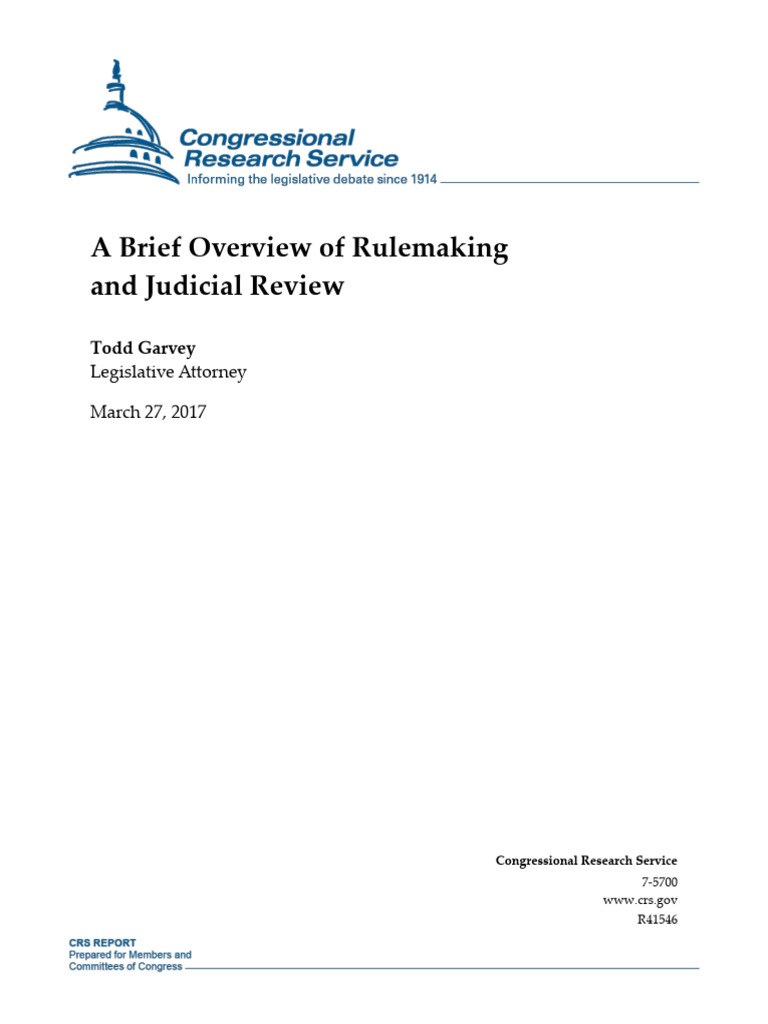 A Brief Overview of Rulemaking and Judicial Review: Todd Garvey | PDF ...