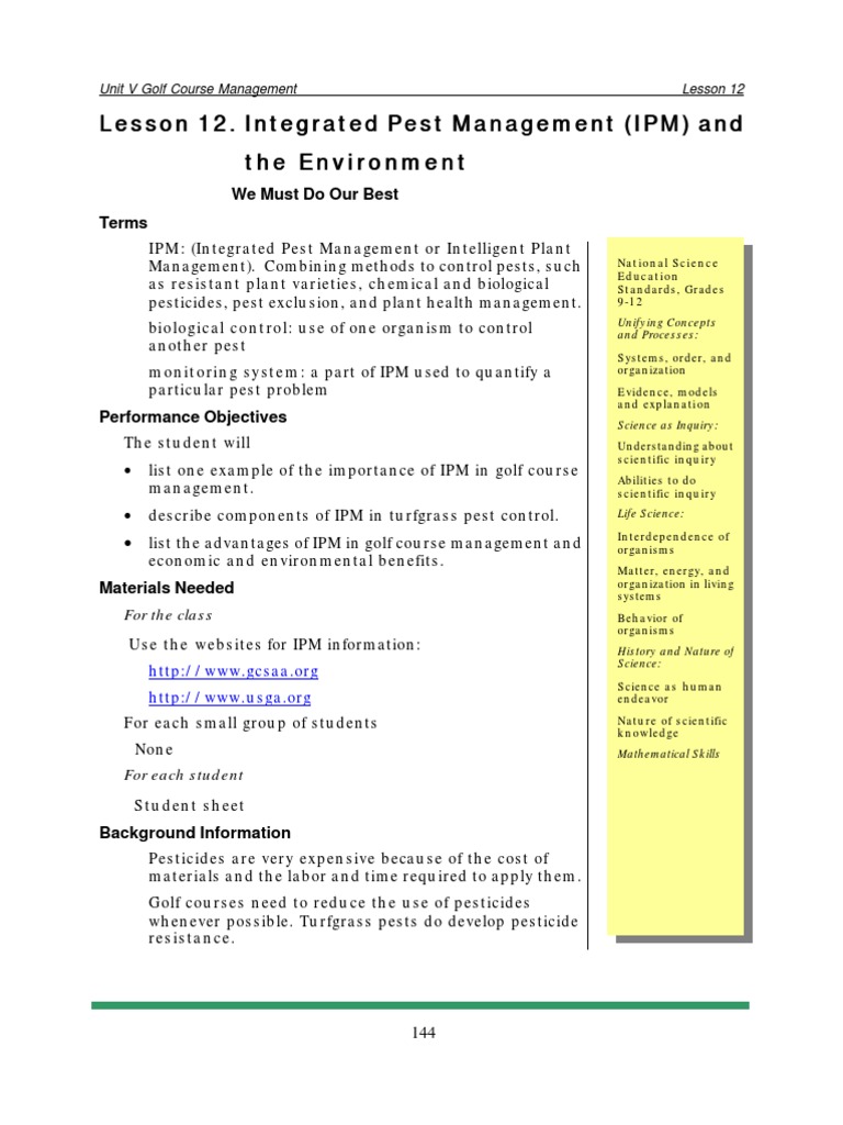 IPM in Golf Course Management | PDF | Golf Course | Lawn