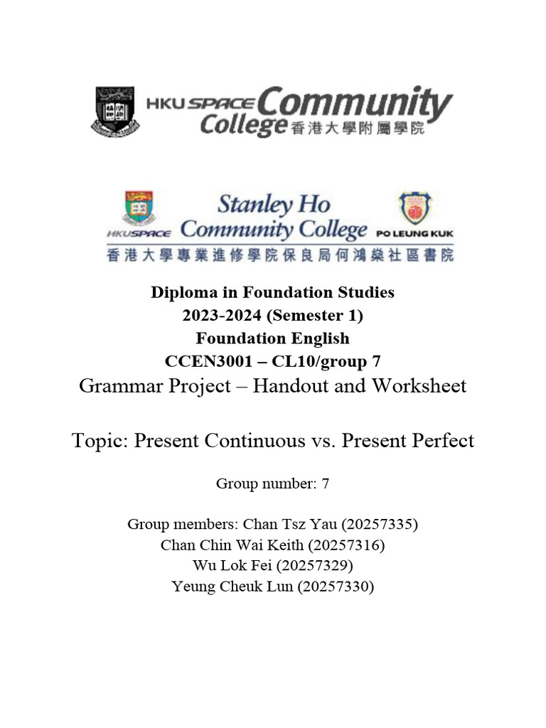 Grammar Project 1 | PDF | Grammatical Tense | Verb