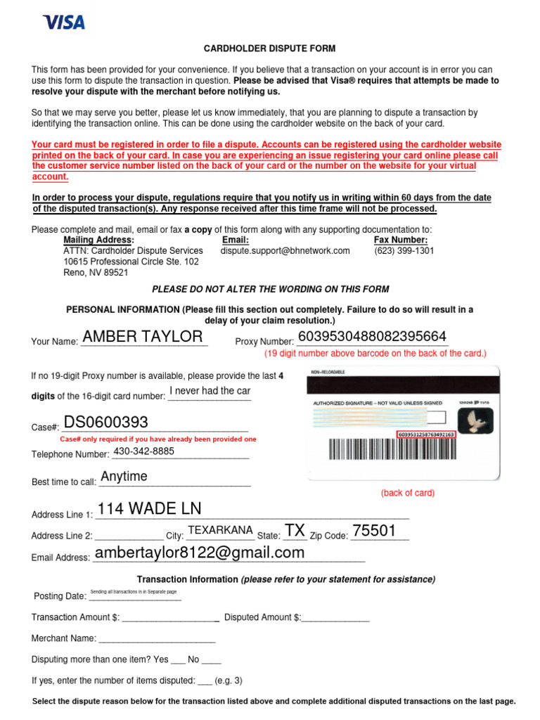 Dispute Paperwork | PDF | Credit Card | Service Industries