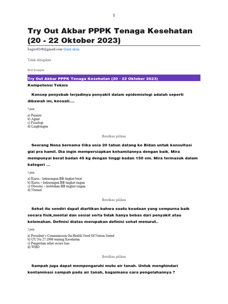 Try Out Akbar PPPK Tenaga Kesehatan | PDF | Kesehatan Holistik
