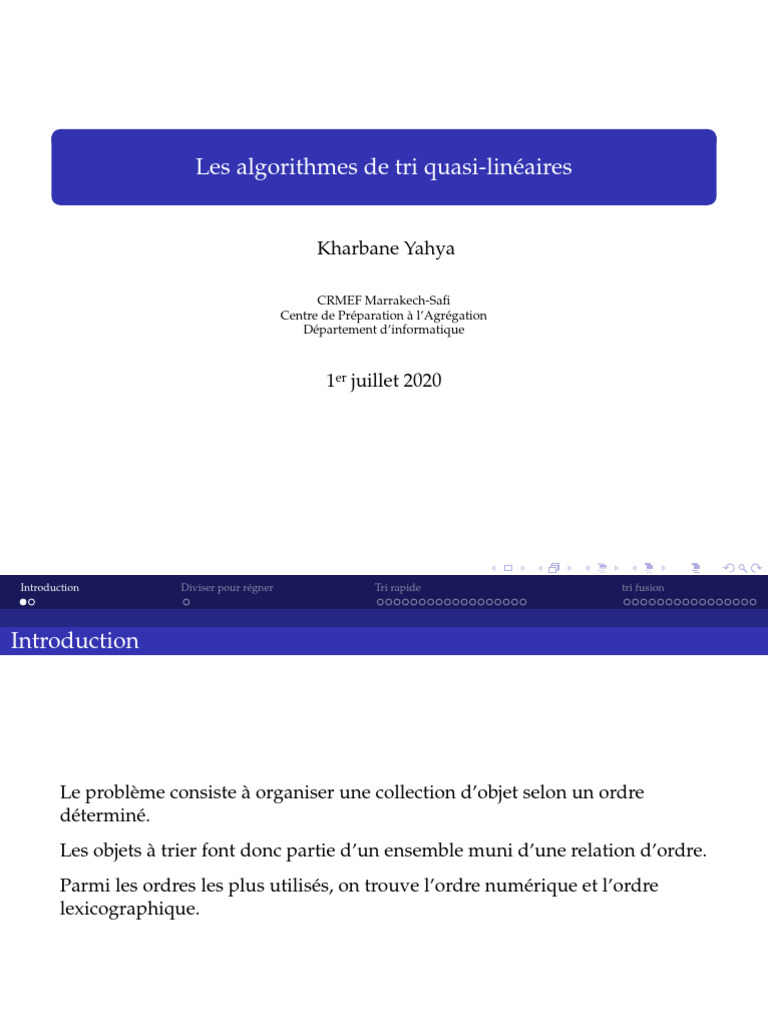 Les Algorithmes de Tri Quasi-Linéaires | PDF | Mathématiques | Informatique