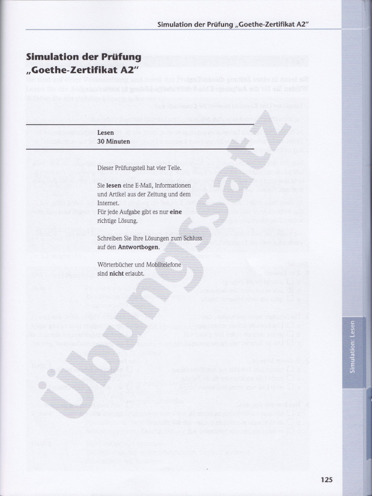 Fit fürs Goethe-Zertifikat A2 Simulation | PDF