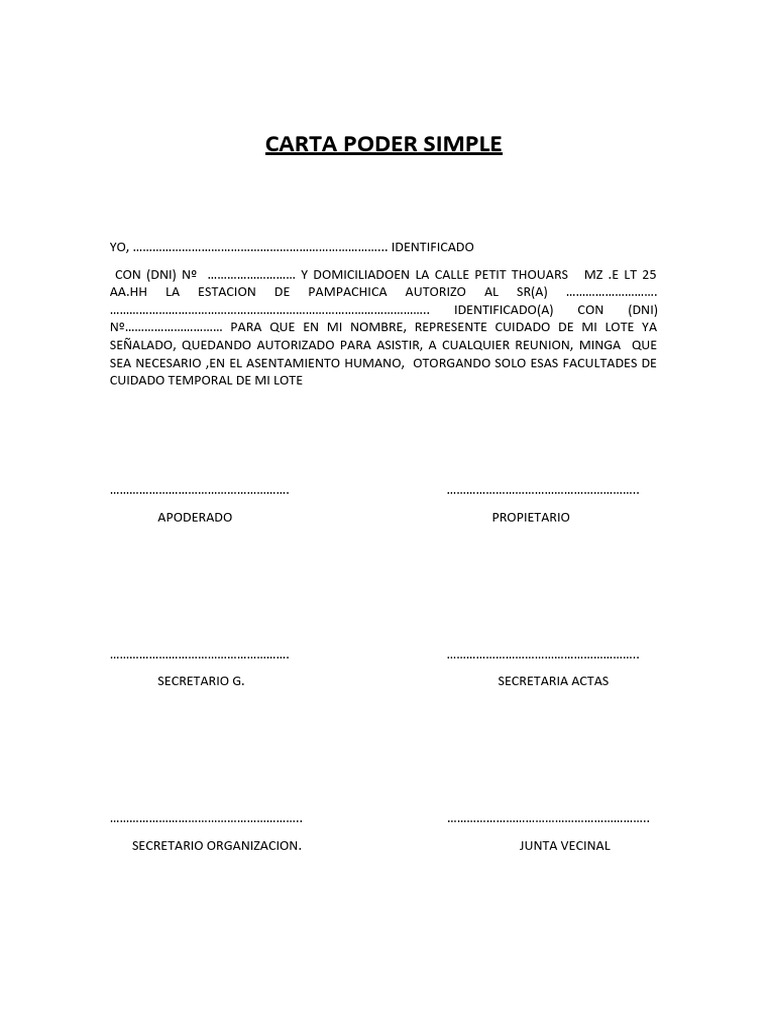 Carta Poder Simple | PDF