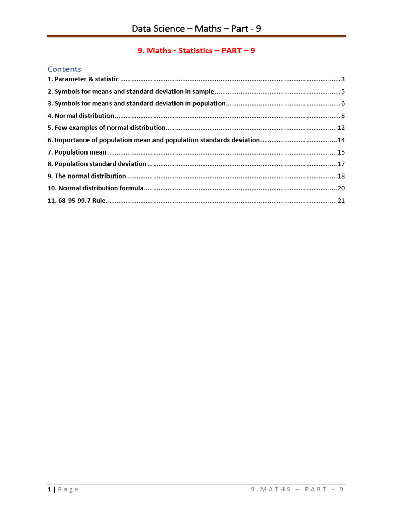 Maths - Part - 9 - The Normal Distribution and 68-95-99.7 Rule | PDF ...